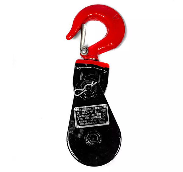 Snatch Block with Hook and Safety Latch - Groove Industrial